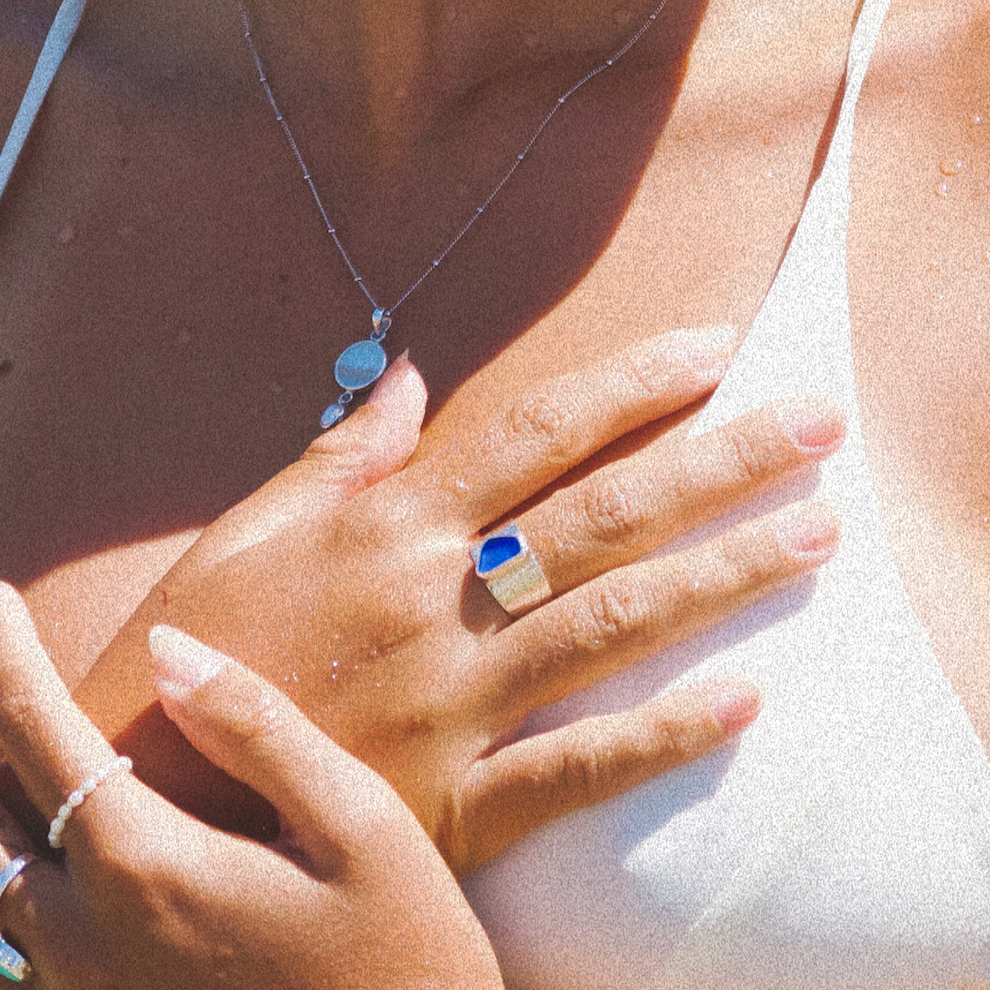Blue Bold Sea Glass Band (Handmade) – The Salty Gem